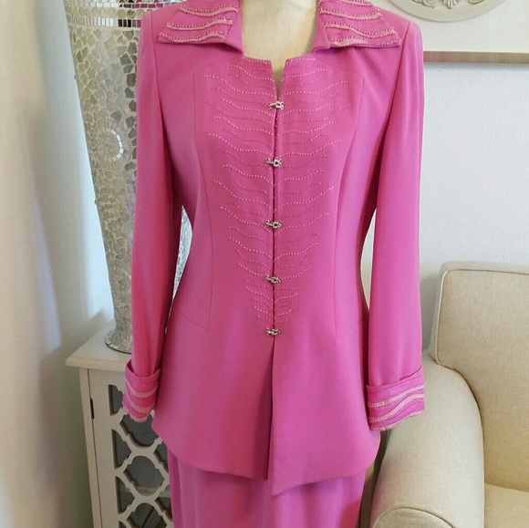 Louise Ricci | Dresses | Louise Ricci Pink Emblishment Suit | Poshmark